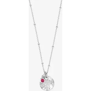 DOWER & HALL Hammered Disc & Ruby Necklace - Sterling Silver