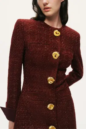 NOCTURNE Bouclé Mini Dress With Gold-tone Buttons