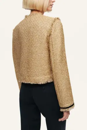 NOCTURNE Textured Cropped Jacket - Gold