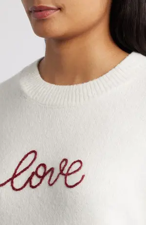 Bobeau Love Embroidery Sweater