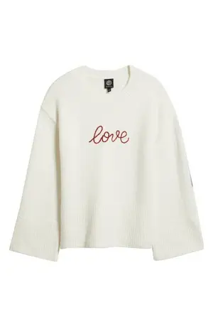 Bobeau Love Embroidery Sweater