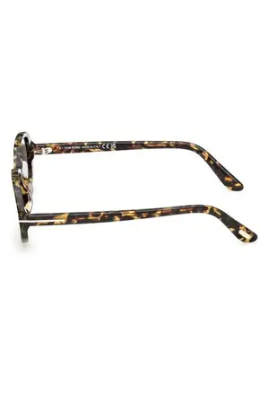 TOM FORD 49mm Oval Sunglasses - Tortoise Shell Havana/mirror