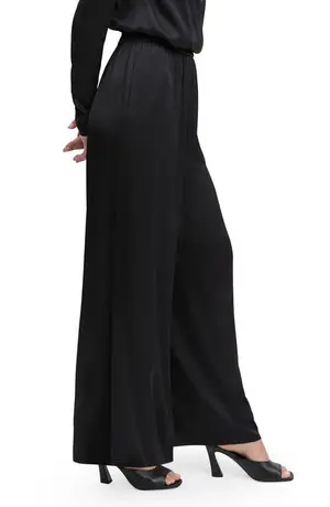 FAVORITE DAUGHTER Tribeca Wide Leg Satin Pants - Black