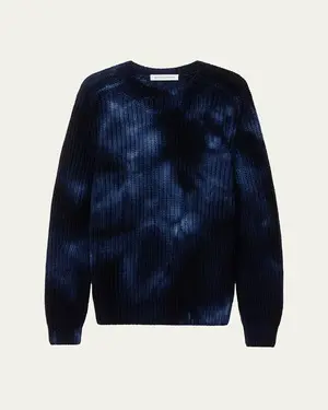 Iris Von Arnim Stonewashed Cashmere Rib-knit Sweater - Navy Multi
