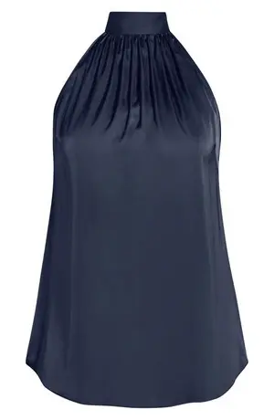 City Chic Sleeveless Satin Top - Navy