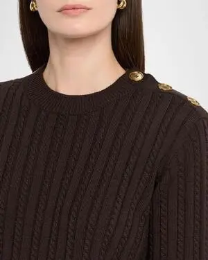 GOLDEN GOOSE Ofra Cable-knit Button Sweater - Brown