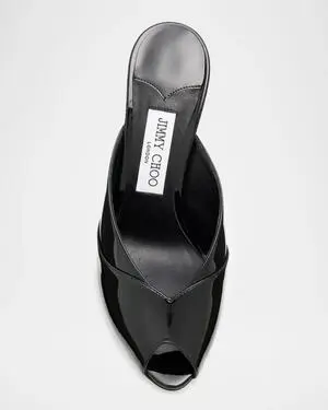 JIMMY CHOO 100mm Brigitte Patent Leather Mule Pumps - Black