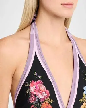Johnny Was Floral Halterneck One-piece Swimsuit - Baccara