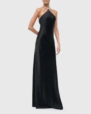 Staud Cadence Pearly-strap Maxi Dress - Black