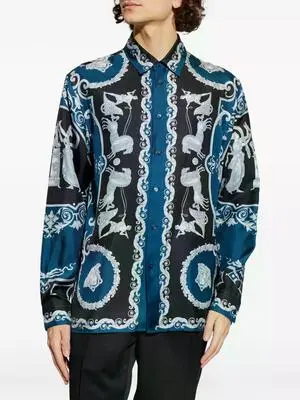 Versace Hall Of Heroes Printed Silk Shirt - Blue