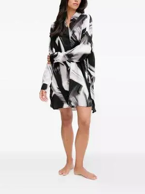 Dkny Buttoned Printed Nightdress - Black