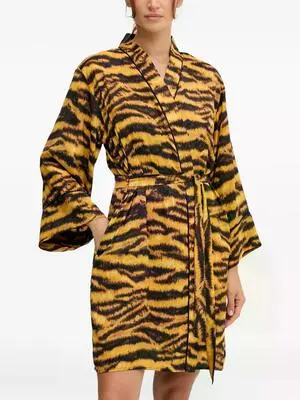 Dkny Tiger Print Belted Loungewear - Yellow
