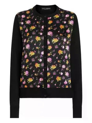 Dolce & Gabbana Floral-print Cardigan - Black