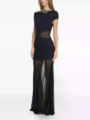 AXEL 113 Noire Semi-sheer Floor-length Dress - Black