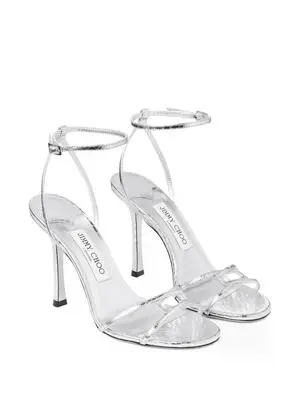 JIMMY CHOO Leo 100 Leather Sandals - Silver