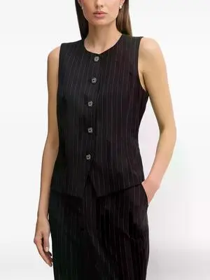 Dkny Pinstripe Sleeveless Buttoned Top