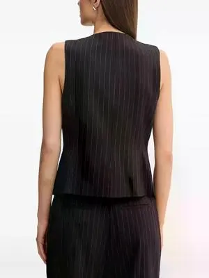 Dkny Pinstripe Sleeveless Buttoned Top