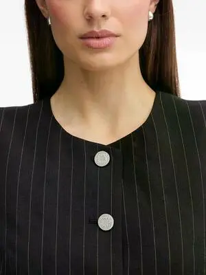 Dkny Pinstripe Sleeveless Buttoned Top