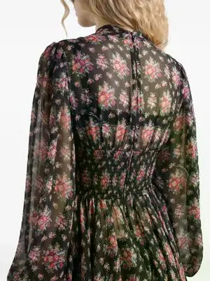 Dolce & Gabbana Floral Long-sleeves Midi Dress - Black