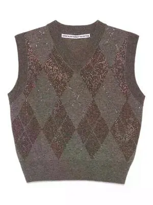 Alexander Wang Argyle V-neck Vest - Brown