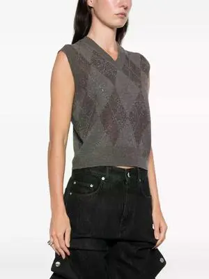 Alexander Wang Argyle V-neck Vest