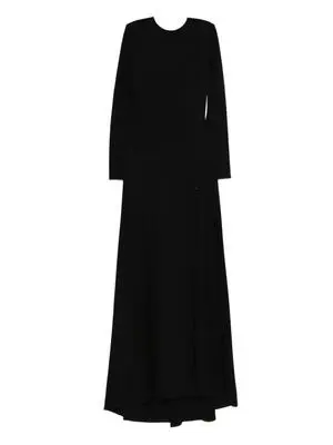 MIAU BY CLARA ROTESCU Long-sleeve Slit Maxi Dress - Black