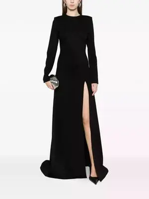 MIAU BY CLARA ROTESCU Long-sleeve Slit Maxi Dress - Black