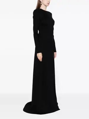 MIAU BY CLARA ROTESCU Long-sleeve Slit Maxi Dress - Black