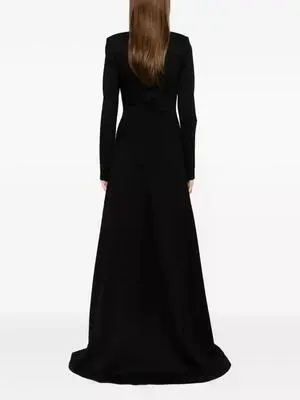 MIAU BY CLARA ROTESCU Long-sleeve Slit Maxi Dress - Black