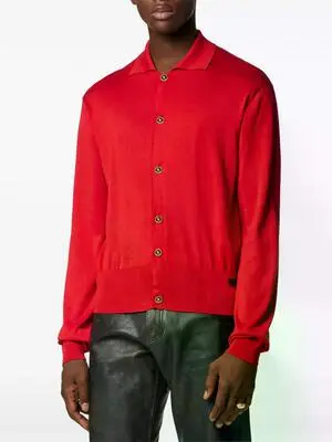 Versace Silk Polo Cardigan - Red