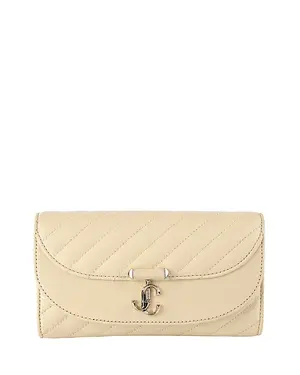 JIMMY CHOO Avenue Curve Leather Wallet On Chain - Chai