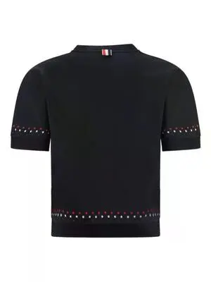 Thom Browne Snowflake-embroidered Crew-neck T-shirt - Black