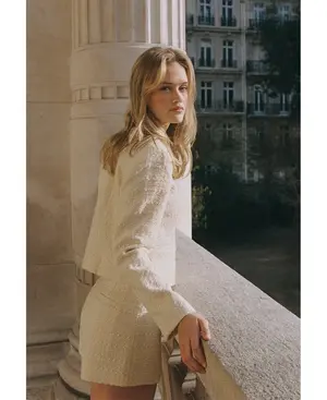 French Connection Structured Tweed Curved Shorts