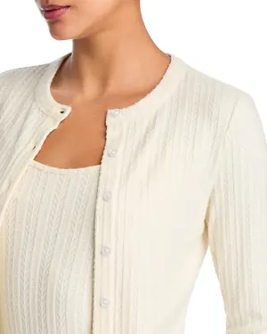 Veronica Beard Lira Crewneck Cardigan - Ecru