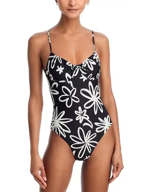 Solid & Striped The Malika Floral Print One-piece Swimsuit - Floral Doodle
