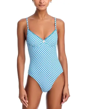 Solid & Striped The Taylor One Piece Swimsuit - Cosmic Blue Gingham