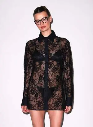 Fleur Du Mal Juliet Lace Button Down