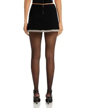 Alice + Olivia Rubi Embellished Trim Mini Skirt - Black