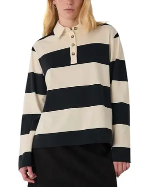 Whistles Striped Long Sleeve Polo Shirt