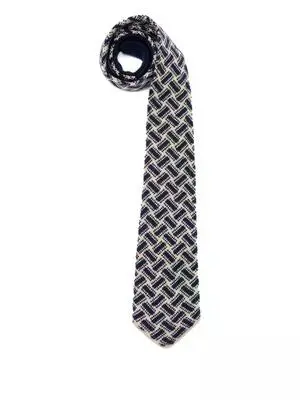 DRUMOHR Cashmere Geometric-pattern Neck Tie - Blue