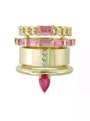 TYPE JEWELRY Ruby And Sapphire Stack Rings - Gold
