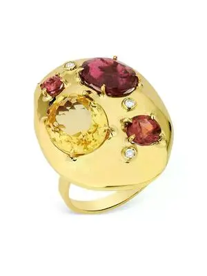 CAROL KAUFFMANN 18k Yellow Rubellite And Citrine Rocks Ring - Gold