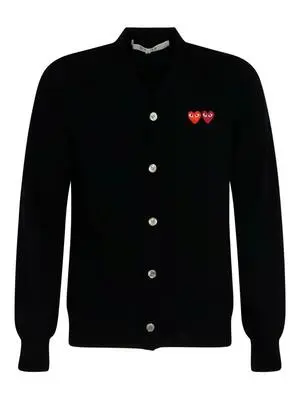 Play Comme Des Garcon Heart-patch Wool Cardigan