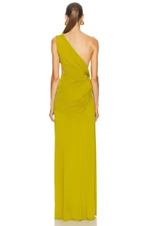Alex Perry One Shoulder Draped Gown - Chartreuse