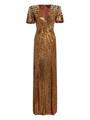 Jenny Packham Manon Sequin-embellished Dress - Gold