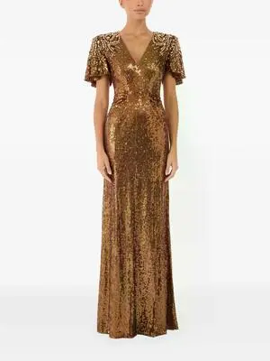 Jenny Packham Manon Sequin-embellished Dress - Gold
