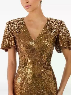Jenny Packham Manon Sequin-embellished Dress - Gold