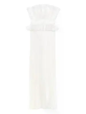 L'IDEE Masquerade Ruffled-pleated Maxi Dress - Neutrals
