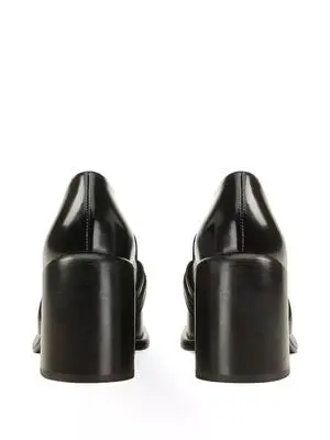SERGIO ROSSI Leather Loafers With Block Heel - Black