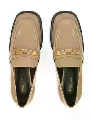 SERGIO ROSSI Bitt Leather Loafers - Neutrals
